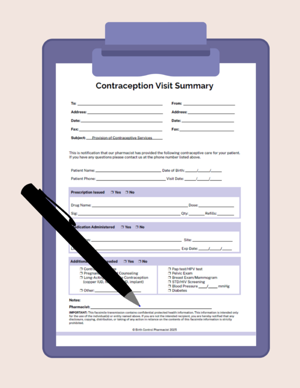 Provider Notification Form – Birth Control Pharmacist