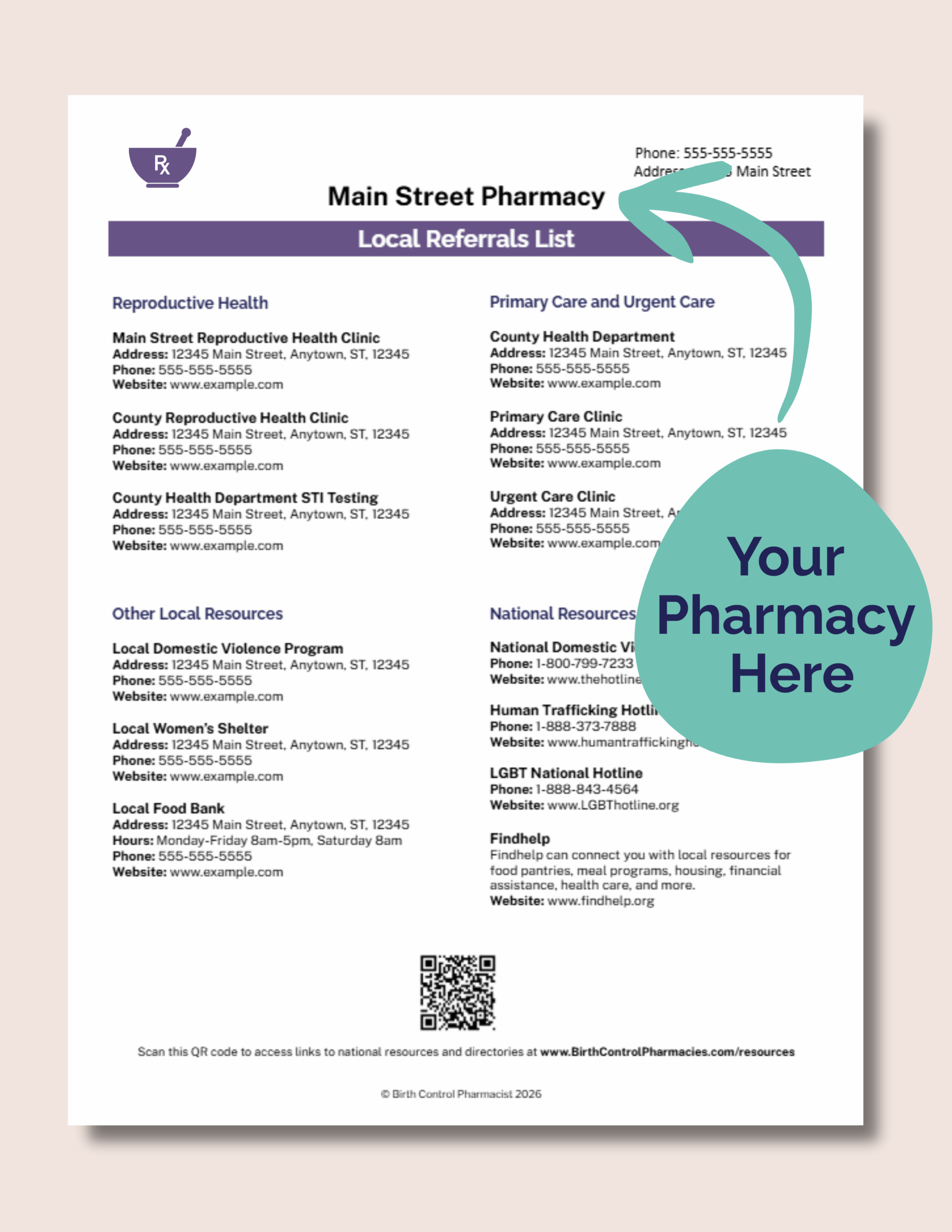 Customizable Local Referrals List Template – Birth Control Pharmacist